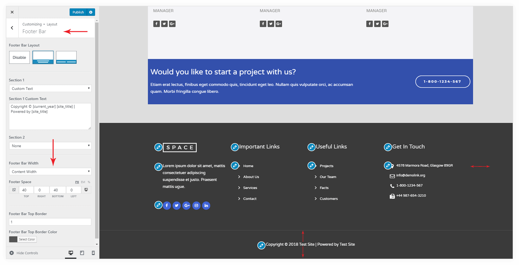 Footer Spacing Controls | Astra Footer Spacing Controls | Astra