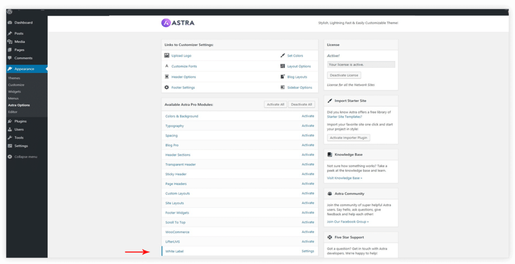 How to White Label Astra?