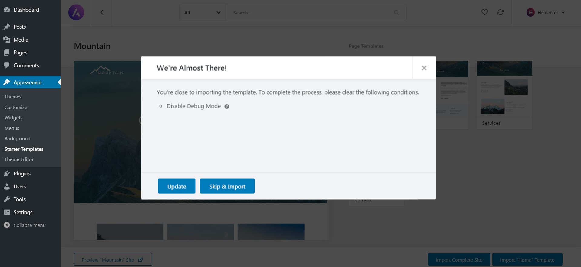 Disable Debug Mode - Starter Templates Disable Debug Mode - Starter Templates