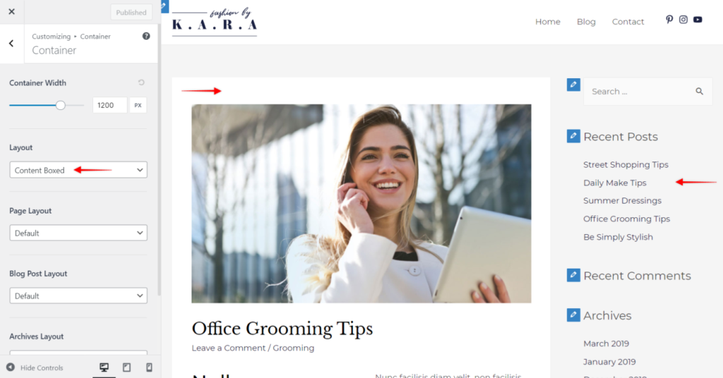 How to Set Content Boxed Layout for Container Using Astra?