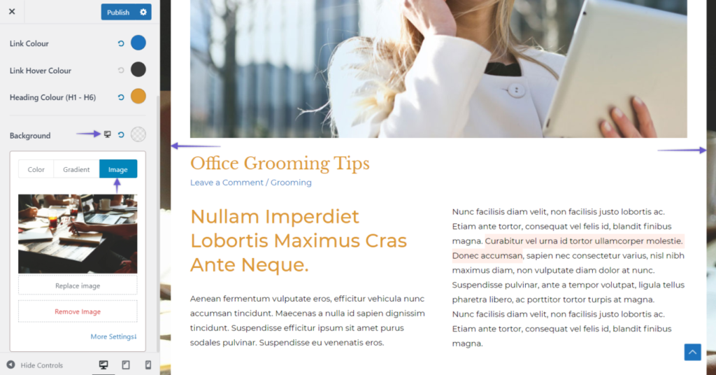 Global Color and Background Options in Astra Theme