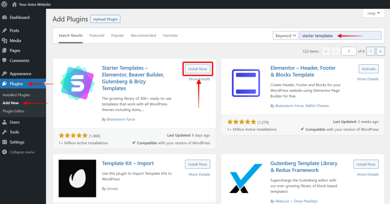 How to Install Starter Templates (Free) Plugin?