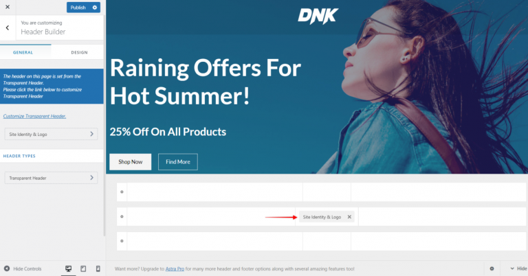 How To Create a Header With a Centrally Positioned Logo With Astra?