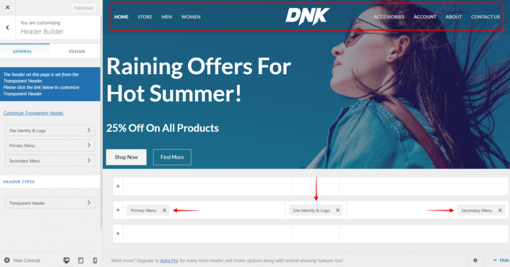 How To Create a Header With a Centrally Positioned Logo With Astra?