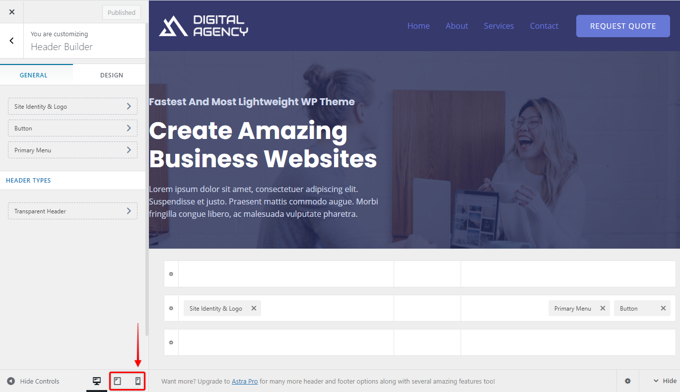  Astra Header Builder ASTRA 