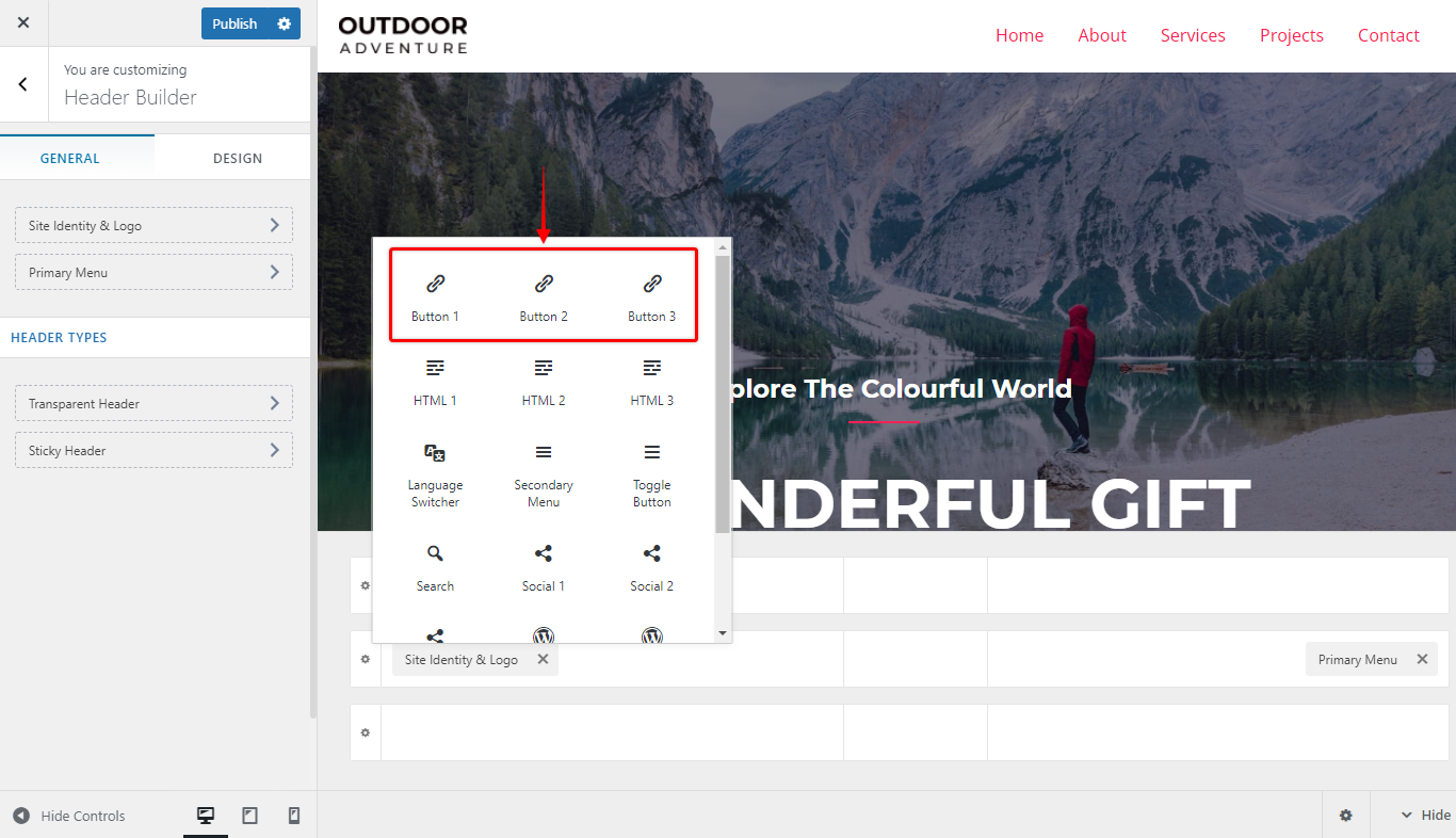 Add Multiple Elements In Header Footer Builder