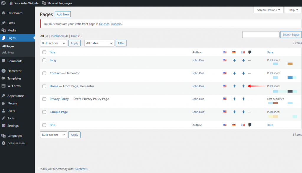 How to Turn Astra Website Multilingual with Polylang?