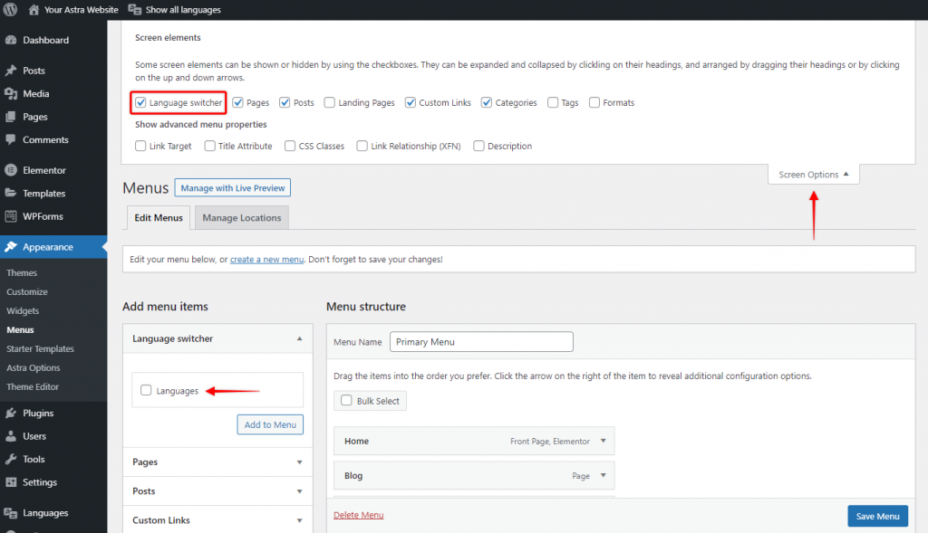 How to Turn Astra Website Multilingual with Polylang?