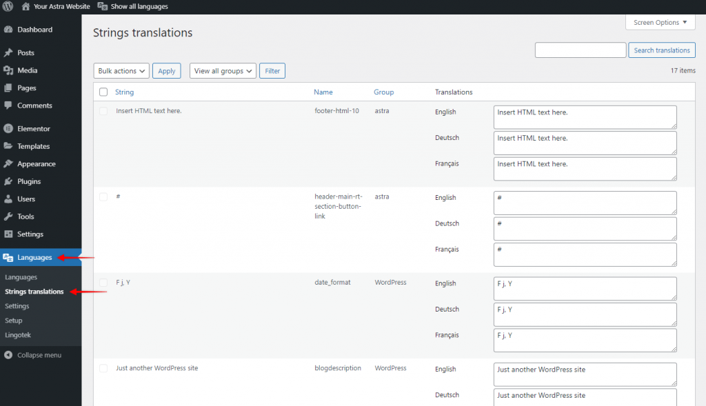 How to Translate Categories, Tags, and Astra Strings with Polylang