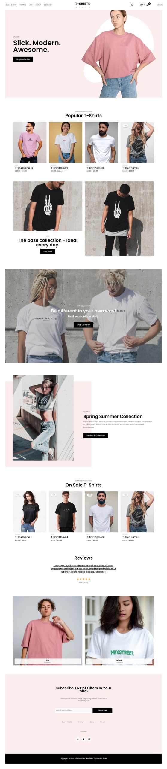 T-Shirts Store – Slick eCommerce template for selling