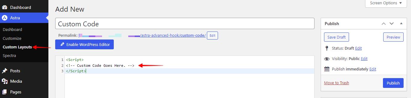How To Add Custom Javascript Code In Astra