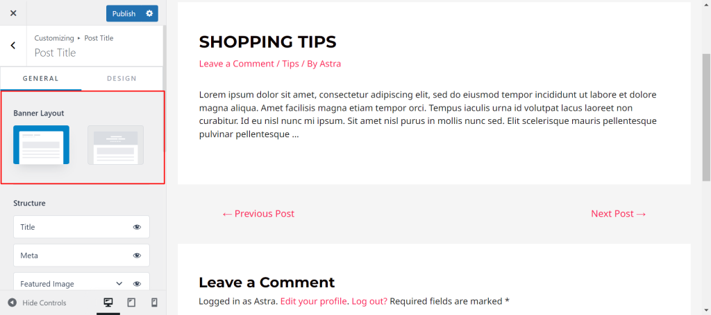 How to Manage Single Post Settings in Free Astra Theme?